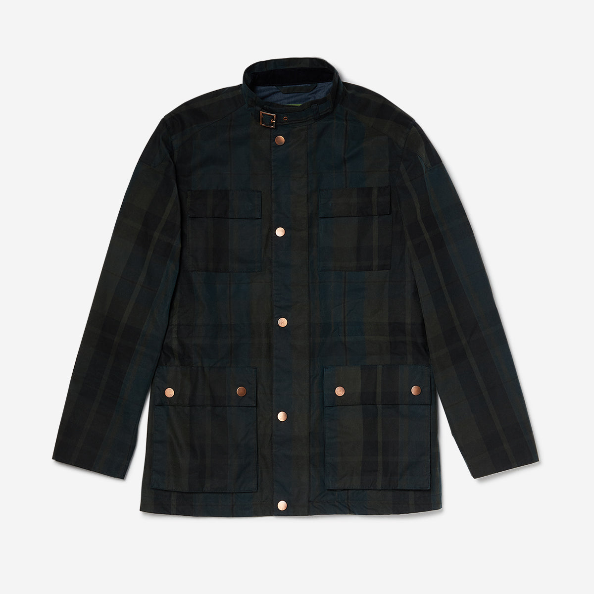 Edwinstowe Green Check | Men's Waxed Cotton Jacket | Oliver Sweeney
